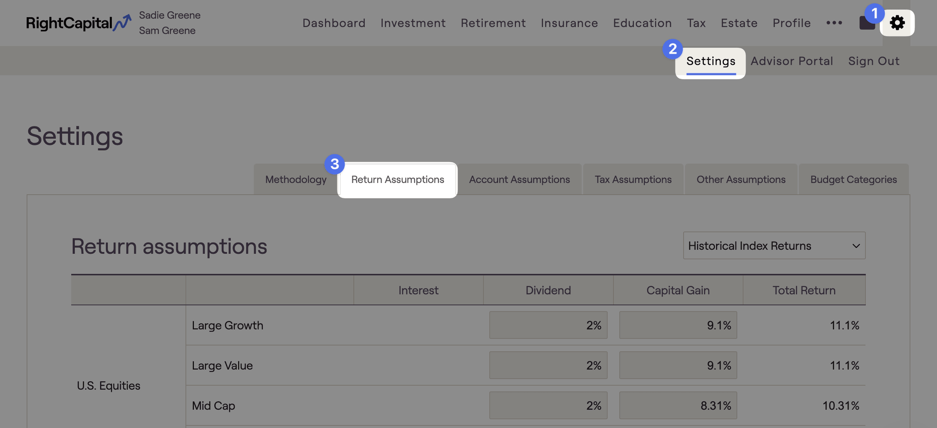 Asset Return Assumptions - RightCapital Help Center
